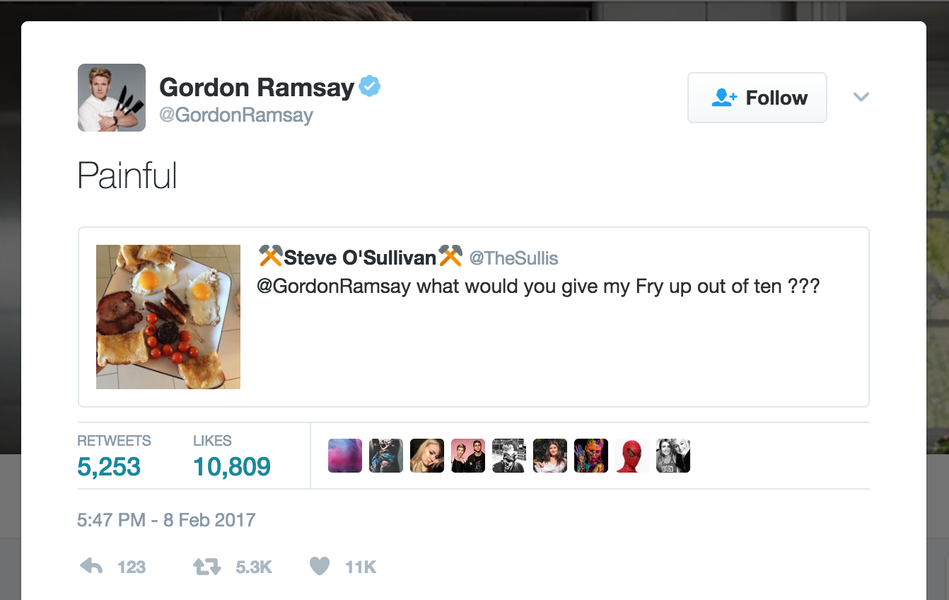 Gordon Ramsay Is Trashing People's Cooking on Twitter - Thrillist