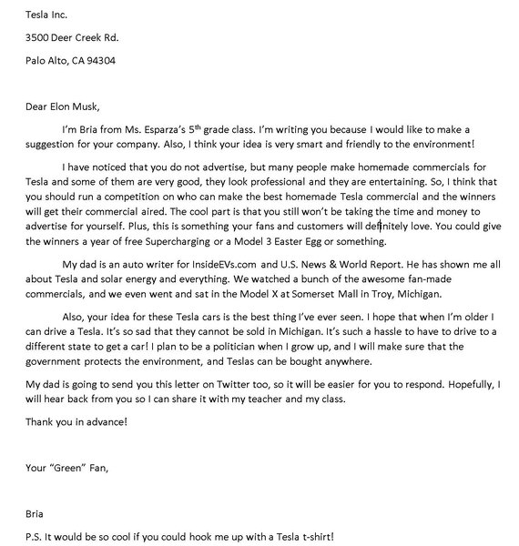 5th Grader Lends Tesla Advice In Letter To Elon Musk - Thrillist 5th Grader Lends Tesla Advice In Letter To Elon Musk - Thrillist