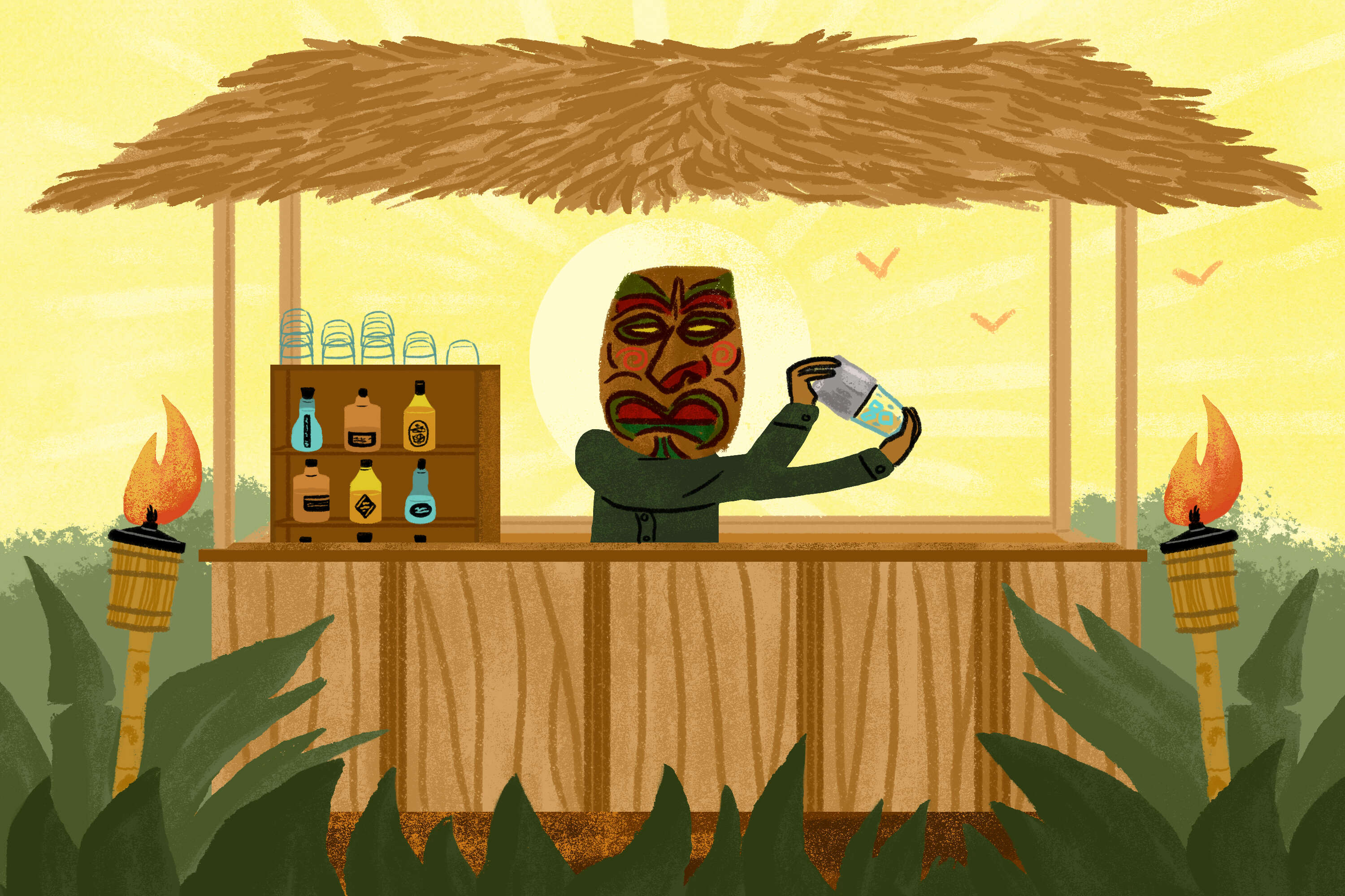 Tiki Bar Cartoon
