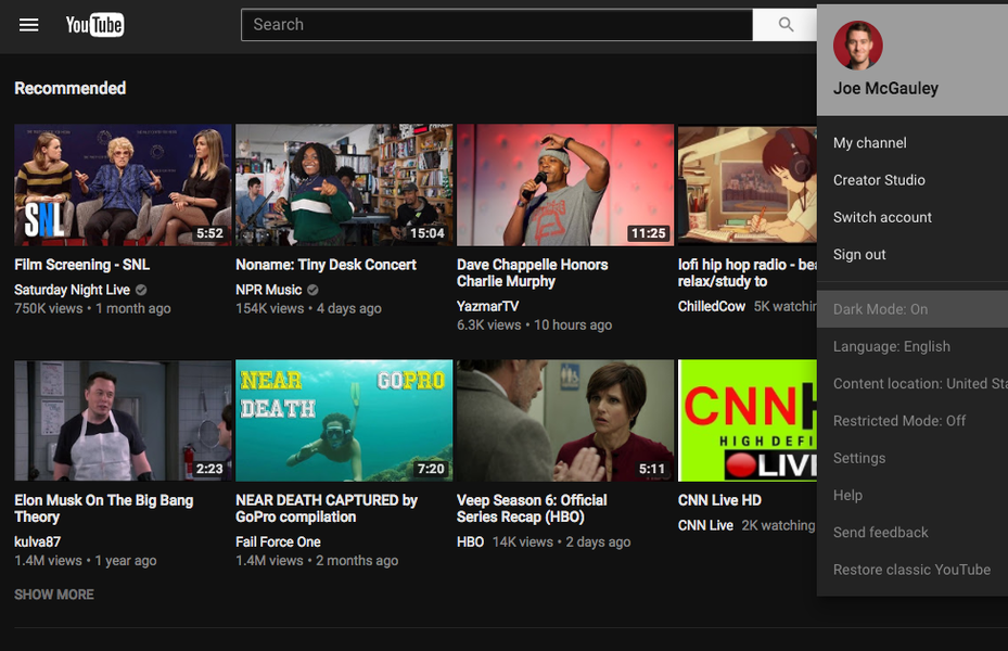Here's How to Turn on YouTube's Secret 'Dark' Mode - Thrillist