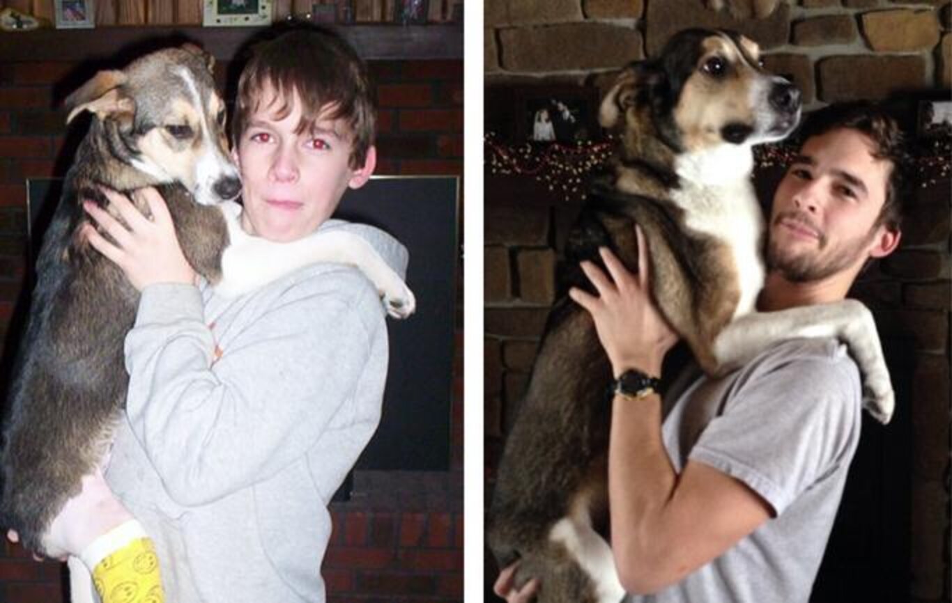 19 Heartwarming Photos Of Dogs And Their Humans Growing Up Together ...