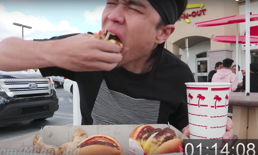 Matt Stonie Eats 4 In-N-Out 4x4 Cheeseburgers in 3 Minutes - Thrillist