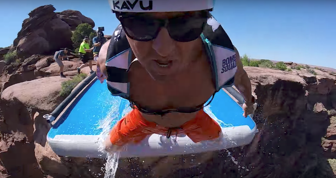 Daredevil Uses GoPro to Film Slip 'N Slide Off Edge of Cliff - Thrillist