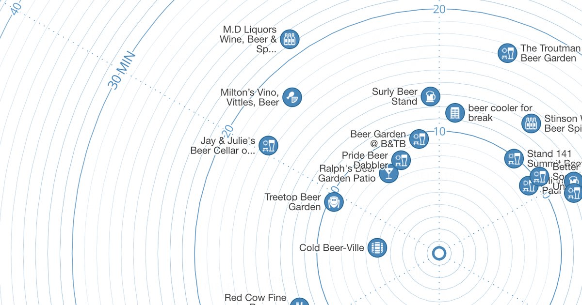 Time Map Shows How Long It Takes to Get to What You Want - Thrillist