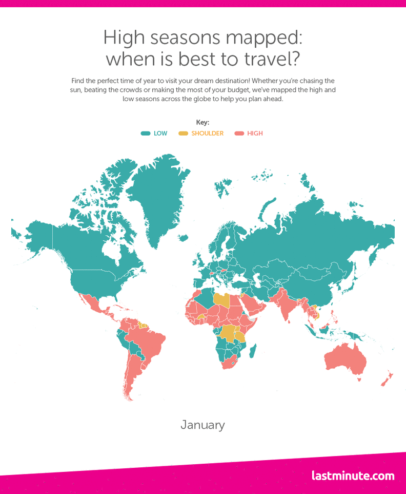 Where to Travel: Map Reveals Low And High Travel Seasons Around World ...