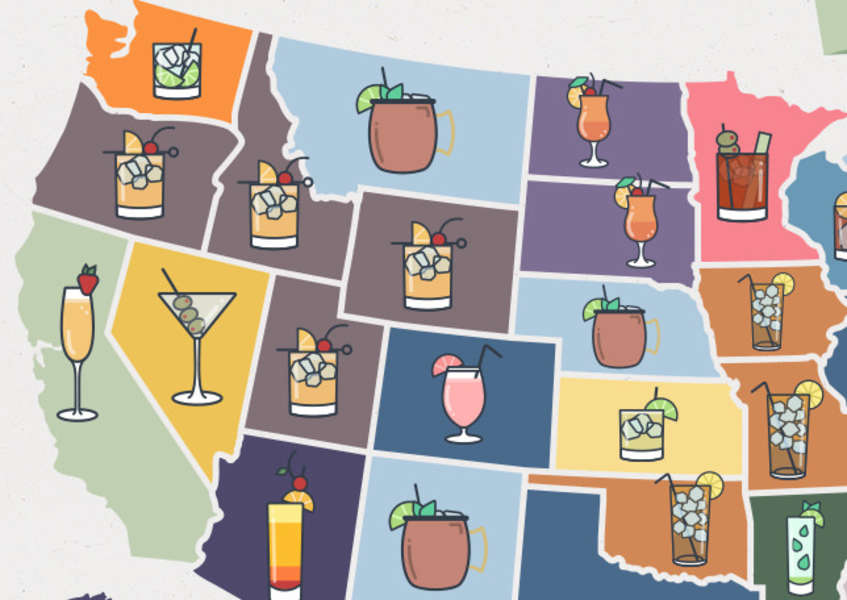 Most Popular Cocktail in Every State Revealed by Map - Thrillist