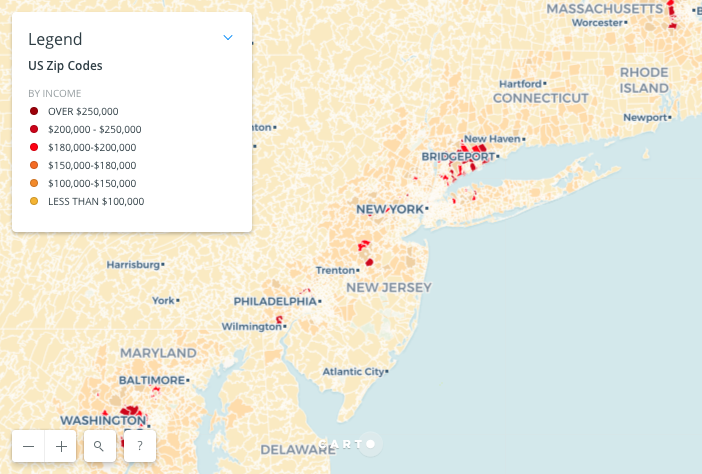 Map Reveals US Zip Codes Where the Highest Earning Residents Live ...