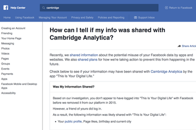 How to Tell if Your Facebook Data Was Stolen by Cambridge Analytica ...