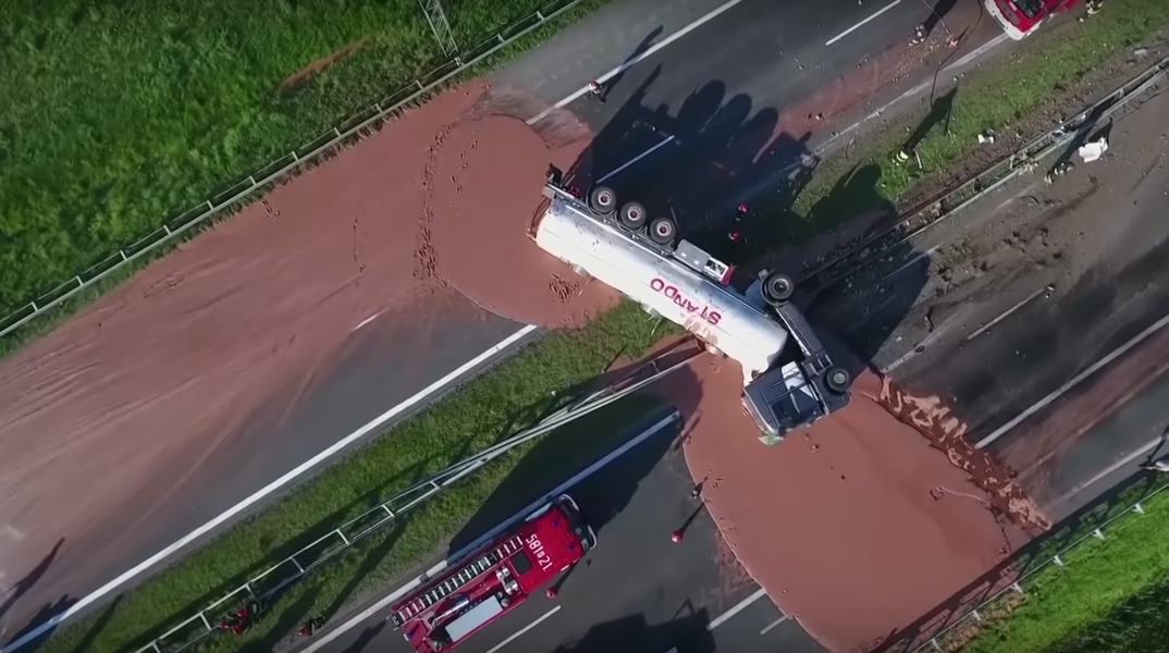 Tanker Spills 12 Tons of Liquid Chocolate All Over Highway in Poland ...