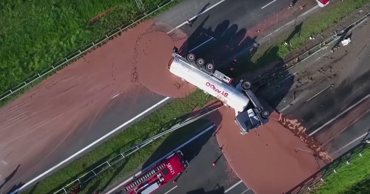 Tanker Spills 12 Tons of Liquid Chocolate All Over Highway in Poland ...