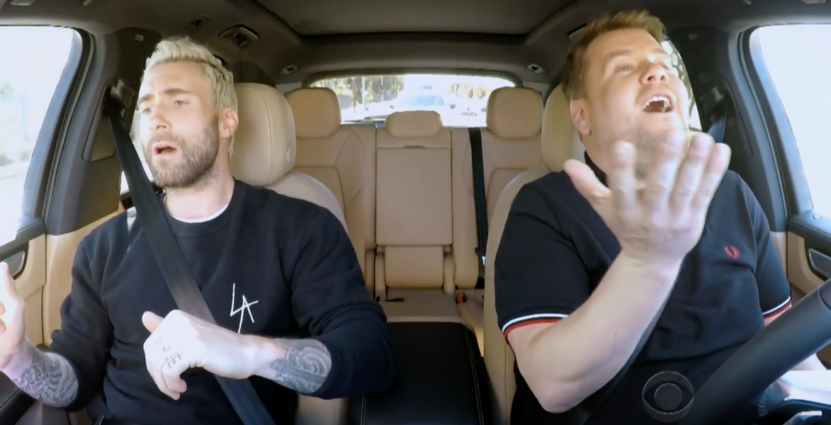 Carpool Karaoke With Adam Levine and James Corden - Thrillist