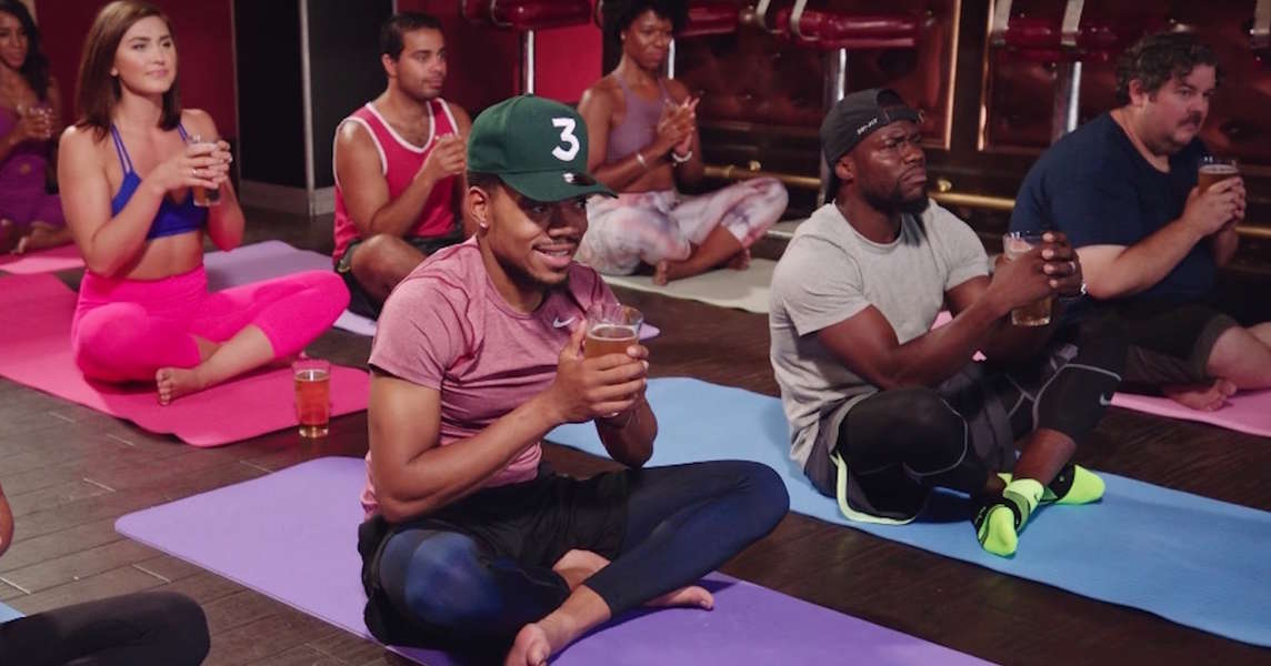Watch: Kevin Hart and Chance the Rapper Did Beer Yoga Together - Thrillist