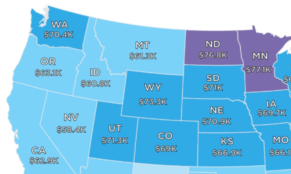 How Much Money Millennials Earn in Every State Revealed by Map - Thrillist