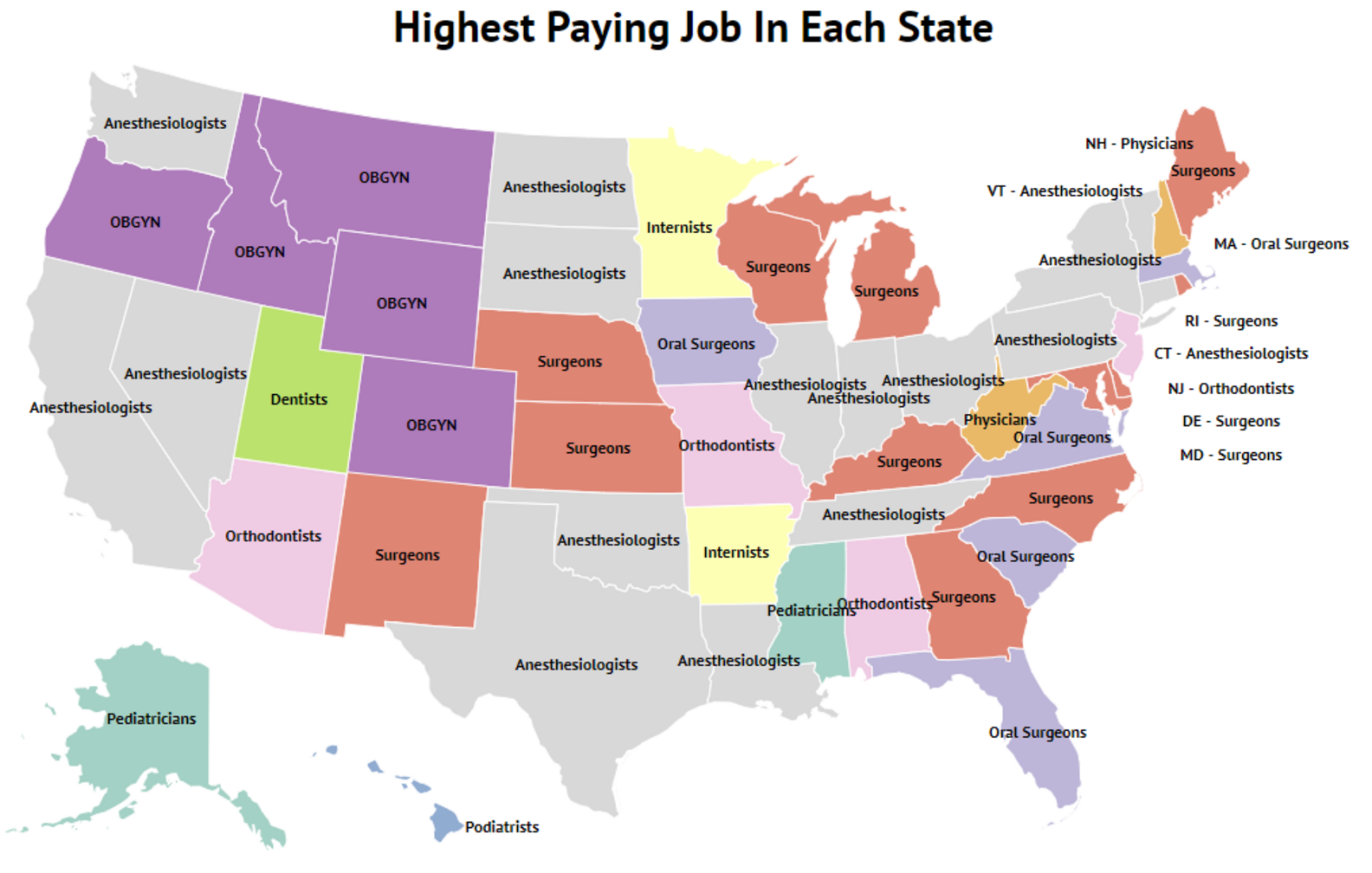 Highest Paying Jobs In Every State in 2018, Mapped - Thrillist