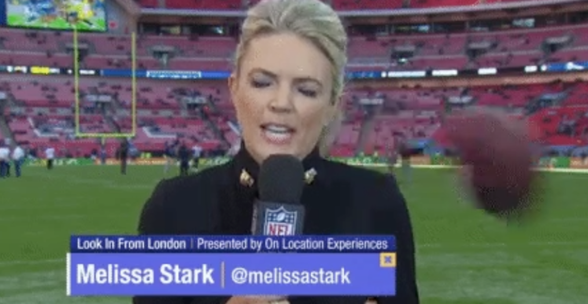 NFL Reporter Melissa Stark Gets Hit in Head With Football on Live TV ...