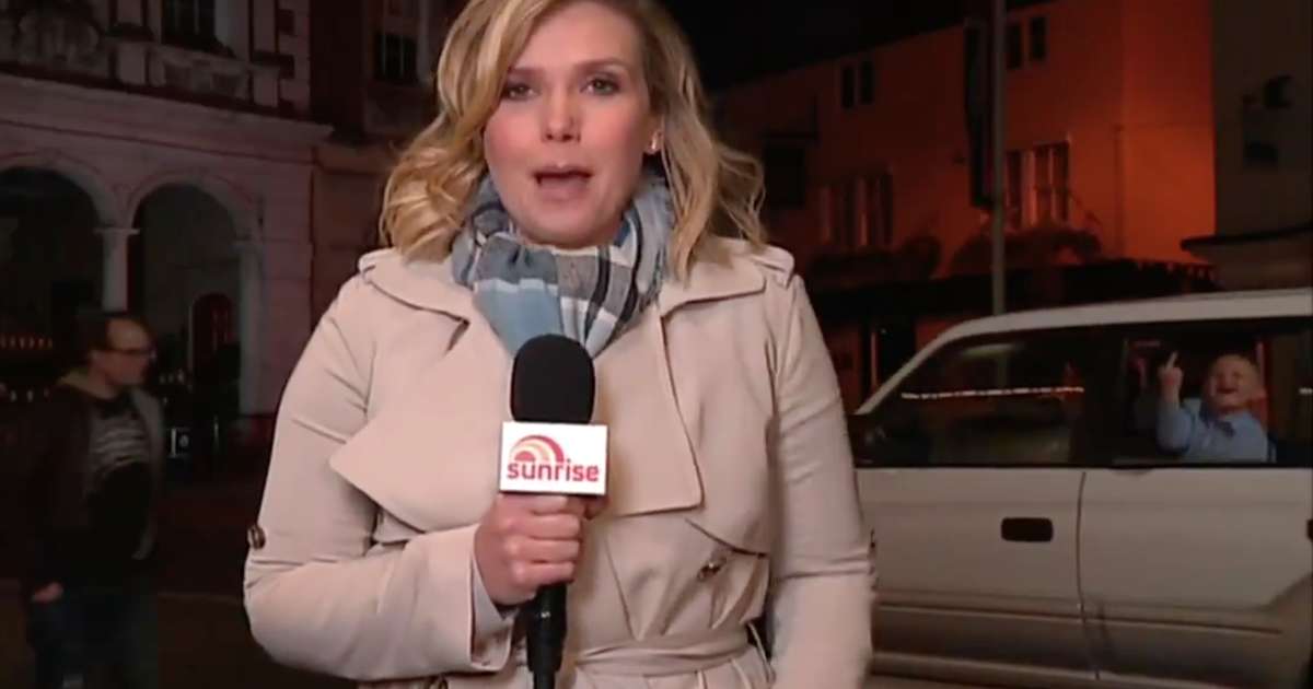 Kid Flips Off Live News Camera From Car and Reporter Reacts On Air ...