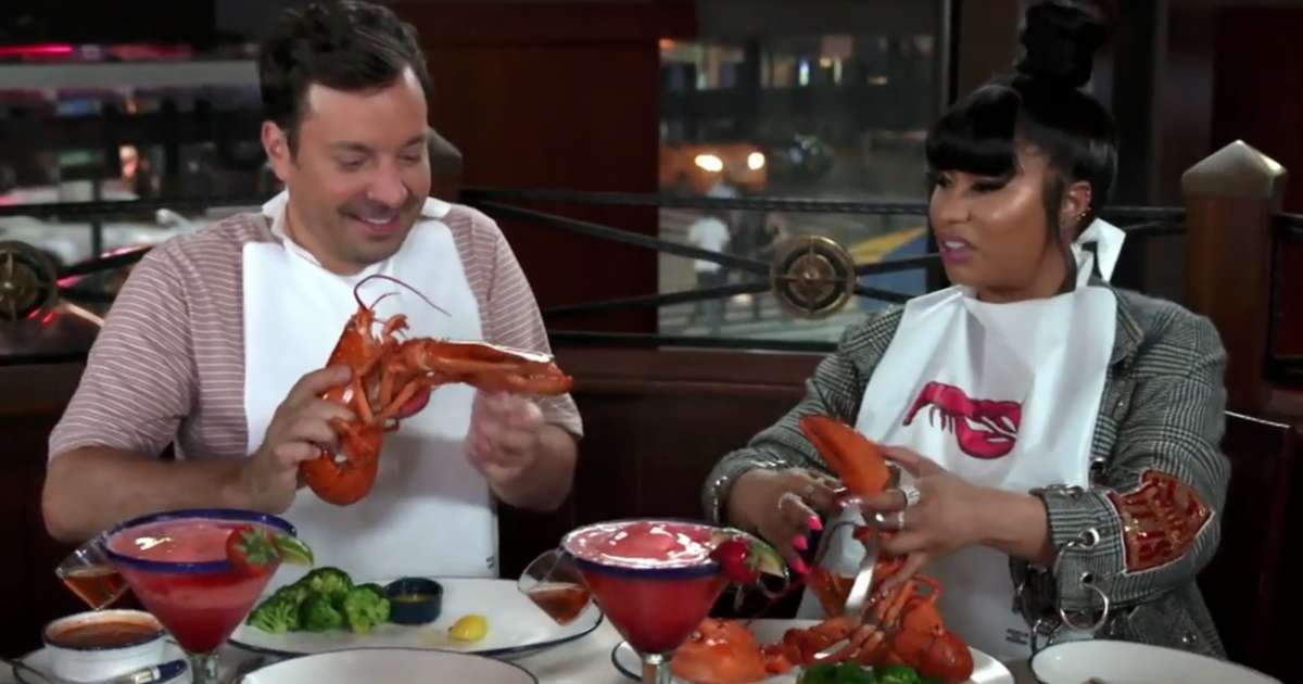 The Tonight Show: Jimmy Fallon and Nicki Minaj Eat at Red Lobster ...