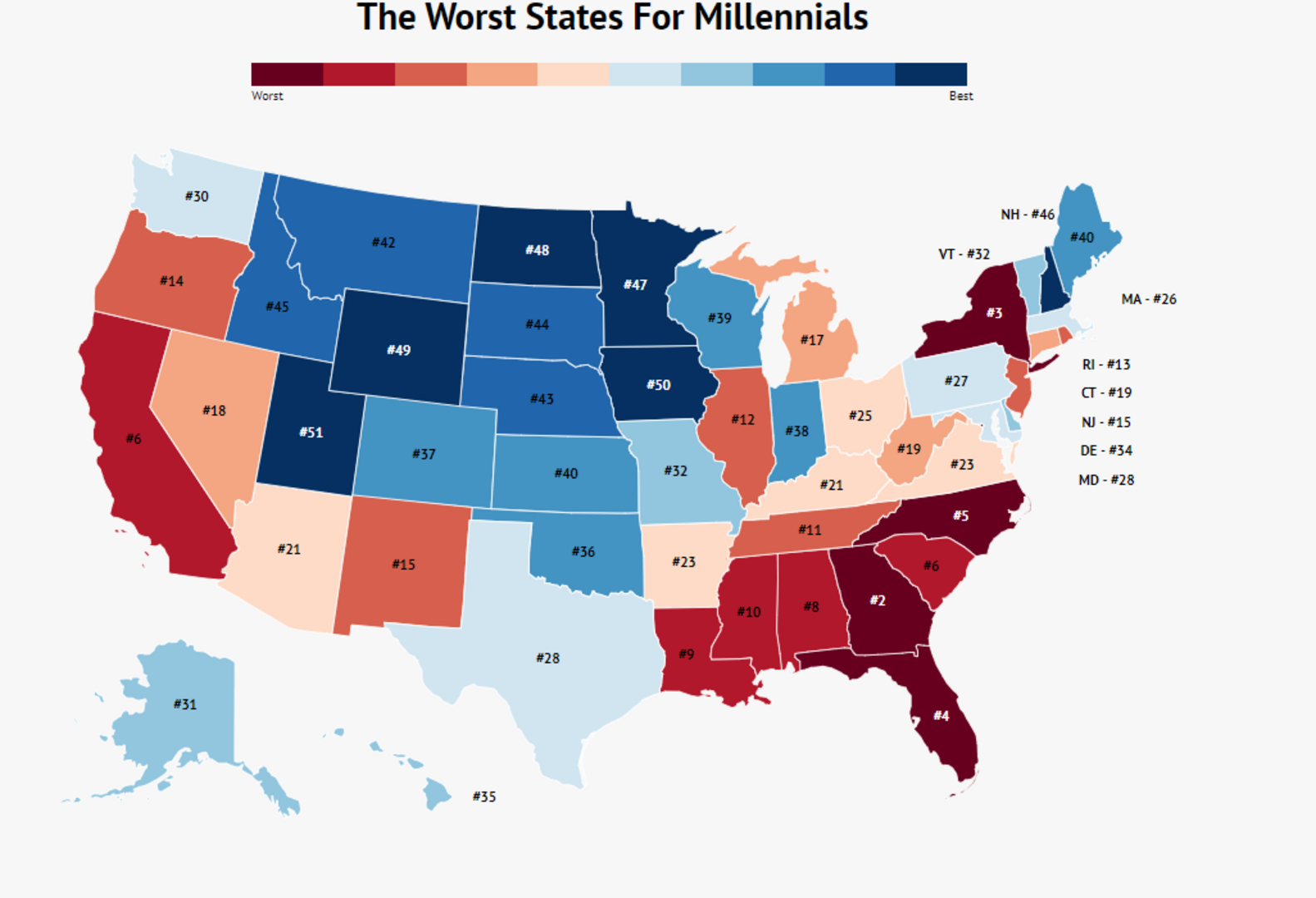What are the Worst States for Millenials? Zippia Releases 2019 List ...