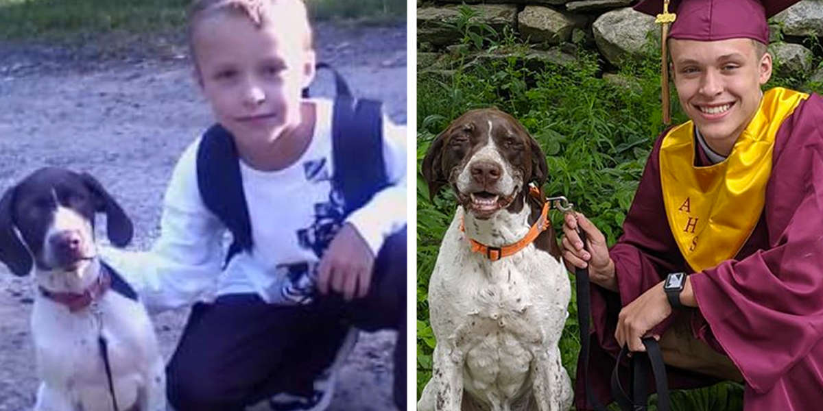 Recent Grad And Beloved Dog Recreate Photo From First Day Of School ...