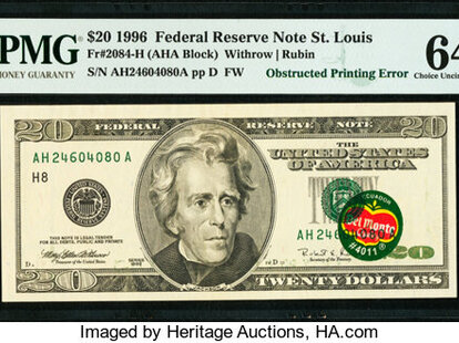 A $20 Bill With a Del Monte Sticker May Sell at Auction for $105,000 ...
