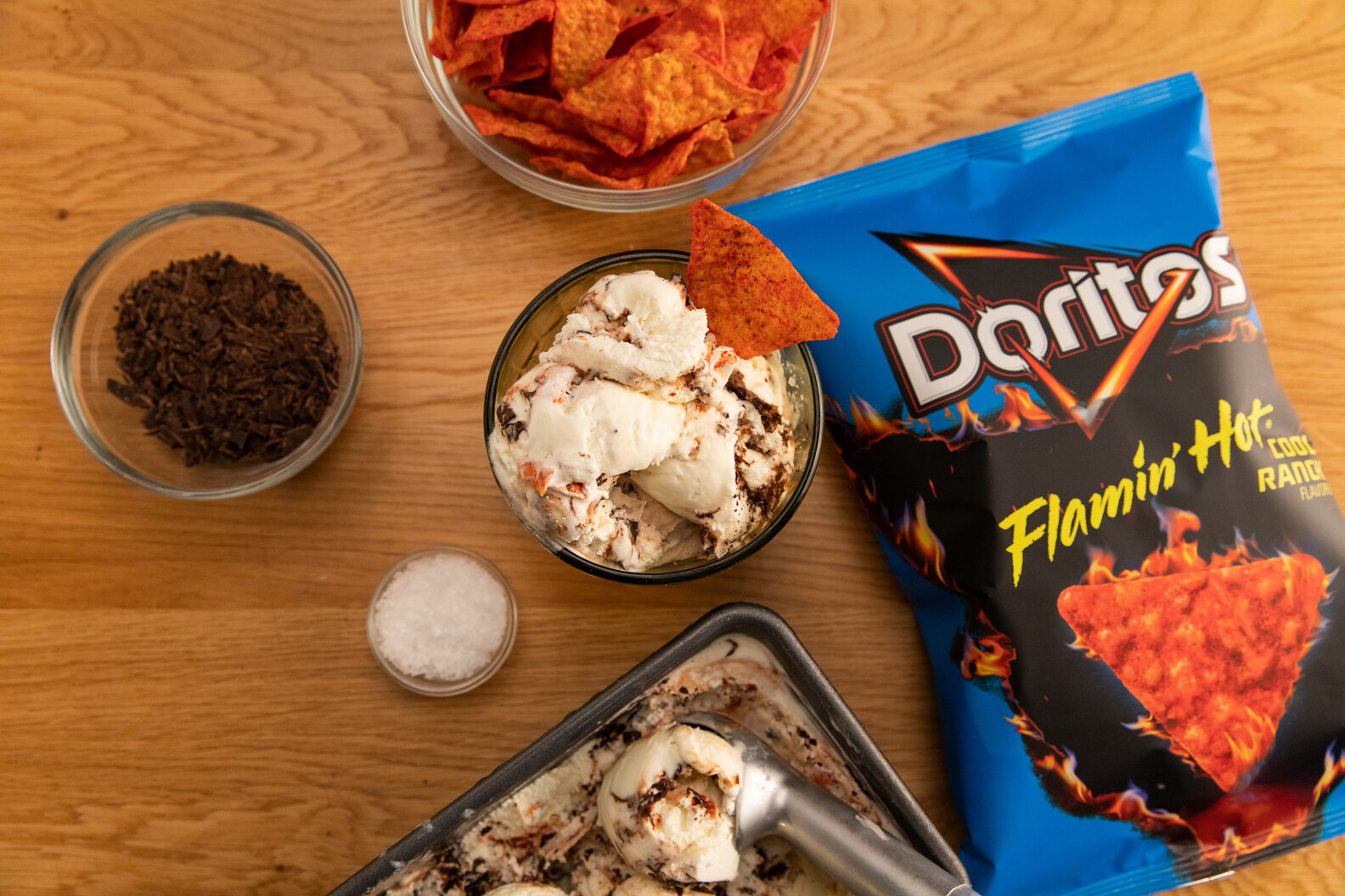 DORITOS FLAMIN’ HOT Cool Ranch Chocolate Fudge Ice Cream - Thrillist