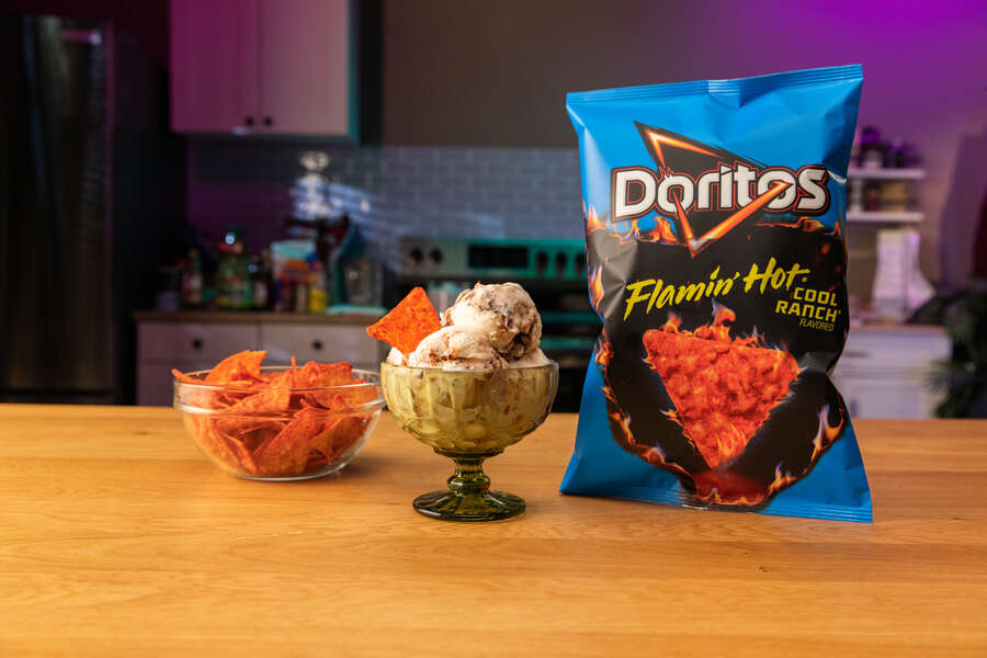 DORITOS FLAMIN’ HOT Cool Ranch Chocolate Fudge Ice Cream - Thrillist