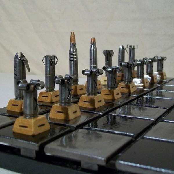 Steel and Bullet Chess Set - Thrillist