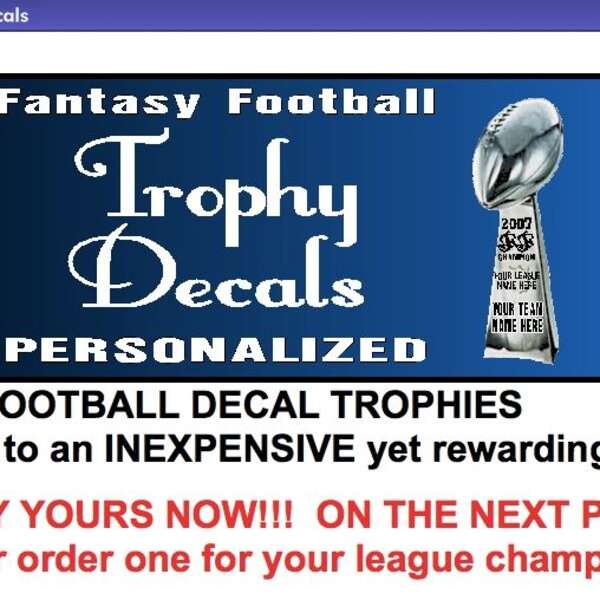 Fantasy Football Trophy Decals - Entertainment - Thrillist New York