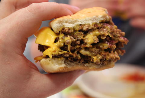 The Steak & Shake 7x7 Burger - Seven-patty, 1330-Calorie Burger - Thrillist