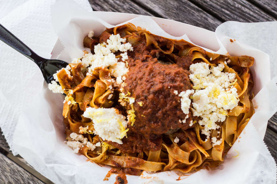 Patrizi's - Fresh spaghetti and cinnamon meatballs worth jumping ...