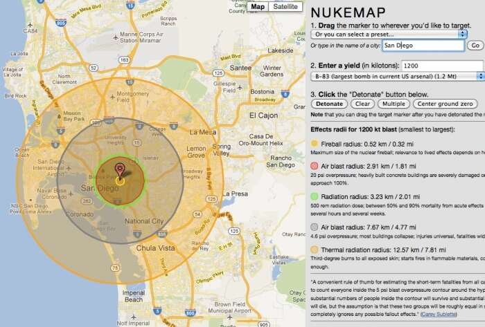 Modern Nuclear Bomb Blast Radius