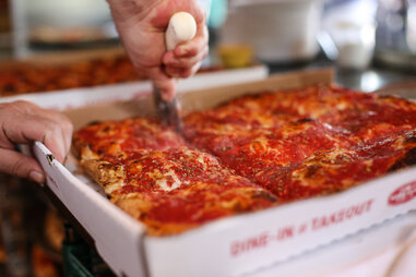 Home Slice Pizza - Behold Home Slice's steaming Sicilian masterpiece ...